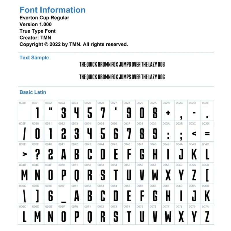 Everton FA Cup 2021-2022 Kit Font & Vector - Font & Vector