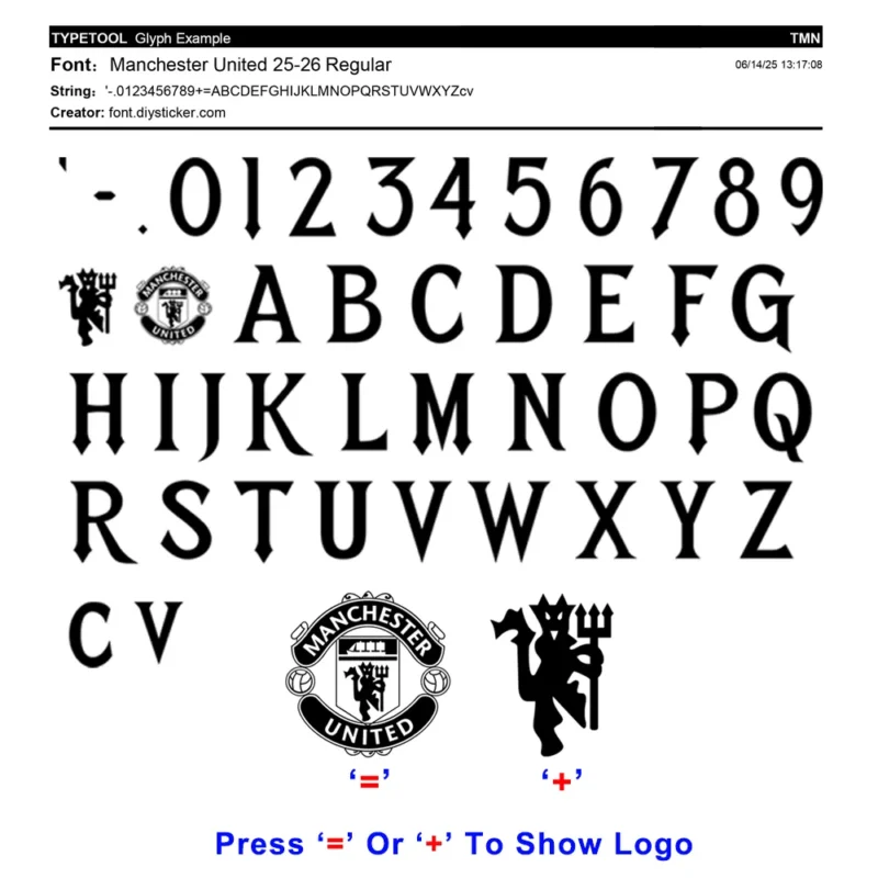 Manchester United 2025/2026 Font Dowanlod - Font & Vector